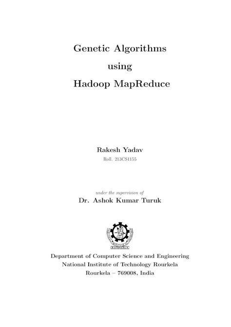 Pdf Genetic Algorithms Using Hadoop Mapreduce · Certificate This Is