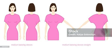 배트 윙 소매 짧은 길이 옷 캐릭터 핑크 탑 셔츠 드레스 테크니컬 패션 일러스트에 아름 다운 아가씨 적합 플랫 의류 템플릿 앞면 뒷면 여성 남성 남녀 공용 Cad 모형 T