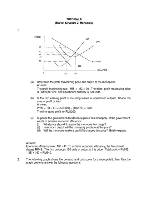 answer scheme tutorial 8 pdf profit economics monopoly