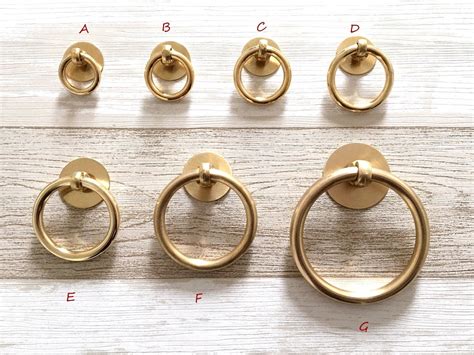 Brass Drawer Pull Brass Ring Knob Unlaquered Cabinet Knob Pulls Dresser Knobs Drop Ring Vintage
