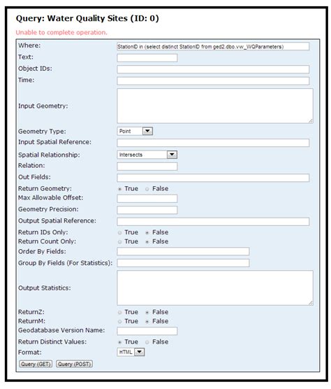 Enterprise Geodatabase Using Sub Query In Where Statement Of Query In ArcGIS Map Service
