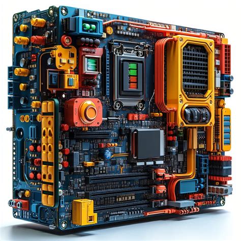 Colorful Computer Motherboard Technology Background Circuit Board Hardware Electronics Tech Ai