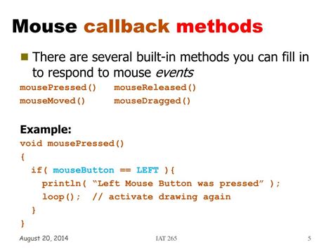 Ppt Iat 265 Lecture 4 Mouse Interaction And Collision Detection Powerpoint Presentation Id3317222