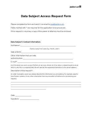 Fillable Online Data Subject Access Request Form Docx Fax Email