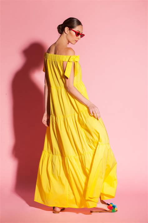 Boho Dress Yellow Maxi Dress Plus Size Dress Off Shoulder Etsy