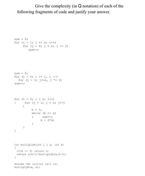 Solved Give The Complexity In Q Notation Of Each Of The