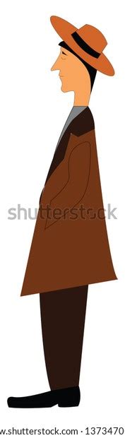 Side View Man Brown Coat Suit Stock Vector Royalty Free 1373470109