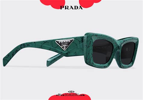 Pointed Rectangular Sunglasses Prada Spr 13zs Col Green Occhiali