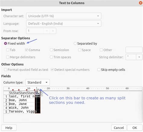 Split Cell Content Into Multiple Columns In LibreOffice Calc