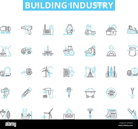 Building Industry Linear Icons Set Architecture Construction Design