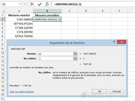 Fonction Excel Arrondif