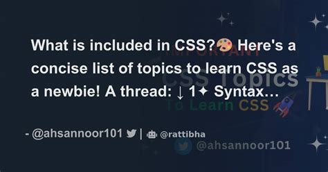 What Is Included In Css🎨 Heres A Concise List Of Topics To Learn Css As A Newbie A Thread ↓