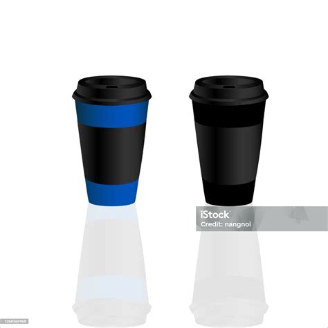 테이크 아웃 핫 커피 컵 뜨거운 녹차 라떼 핫 라떼 커피 또는 검은 뚜껑과 그림자와 어두운 파란색과 검은 색 종이 컵 카푸치노 같은 뜨거운 음료의 어떤 종류가 될 수