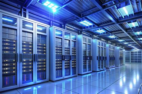 Premium Photo Sleek Datacenter Setup Cuttingedge Server Room