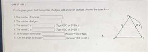 Solved For The Given Graph Find The Number Of Edges Odd