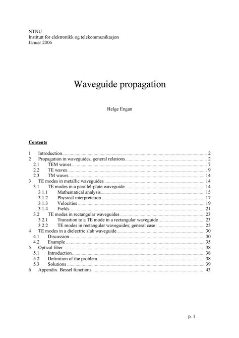 Waveguide Propagation 06 Ntnu Waveguide Propagation Helge Engan Januar Institutt For