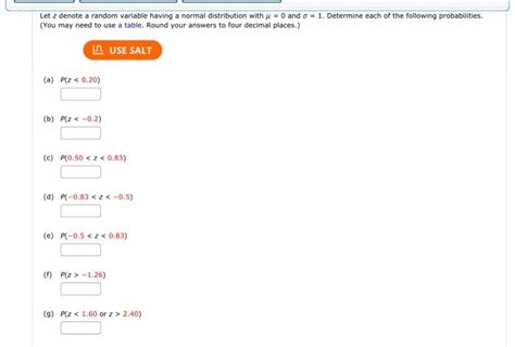solved let z denote a random variable having a normal