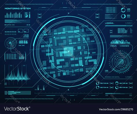 Hud Security Monitoring System Background Vector Image