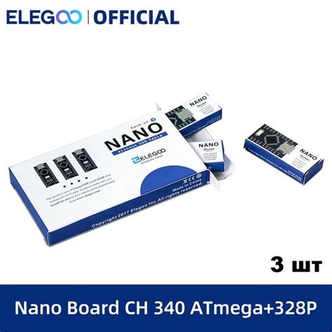 3 шт arduino nano 3 0 elegoo разъем mini usb atmega328p ch340 без usb кабеля купить с