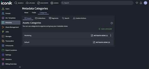 Metadata Categories Iconik Help Documentation