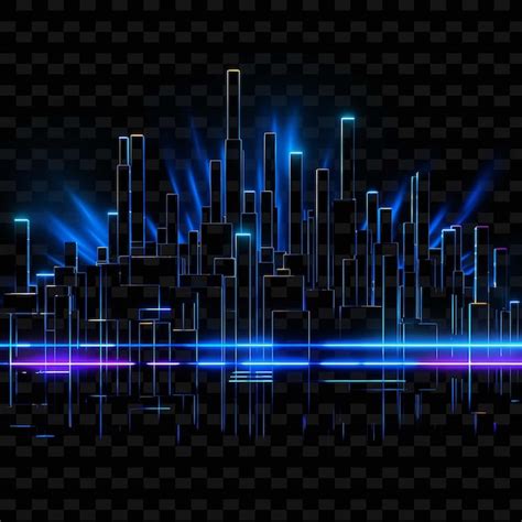 Premium Psd Neon City Grid Borderline Design Neon Lines Style City