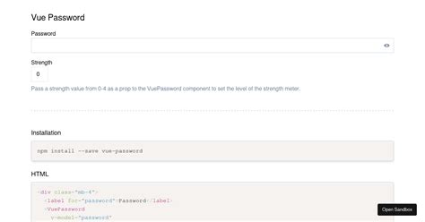 VuePassword Codesandbox