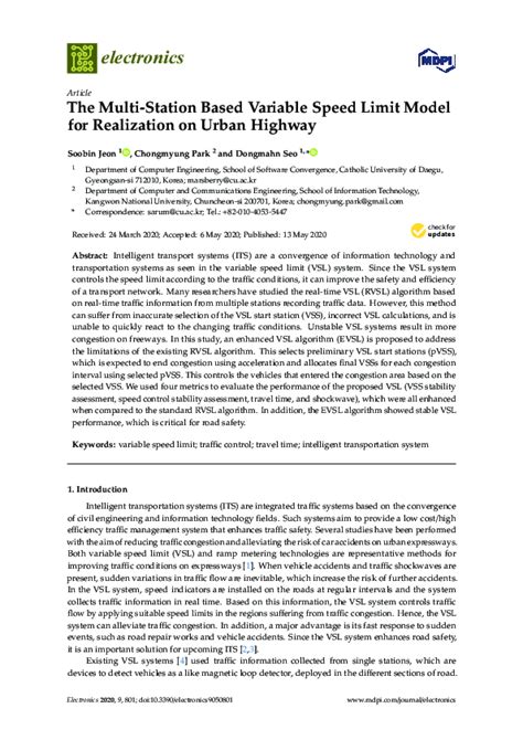 pdf the multi station based variable speed limit model for