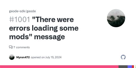 There Were Errors Loading Some Mods Message Issue Geode Sdk Geode GitHub