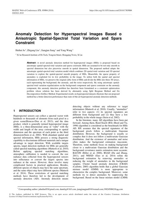 pdf anomaly detection for hyperspectral images based on anisotropic