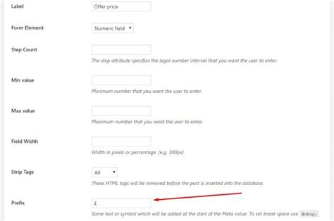 how to assign currency to number fields in frontend submit