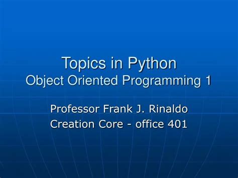 PPT Topics In Python Object Oriented Programming PowerPoint Presentation ID
