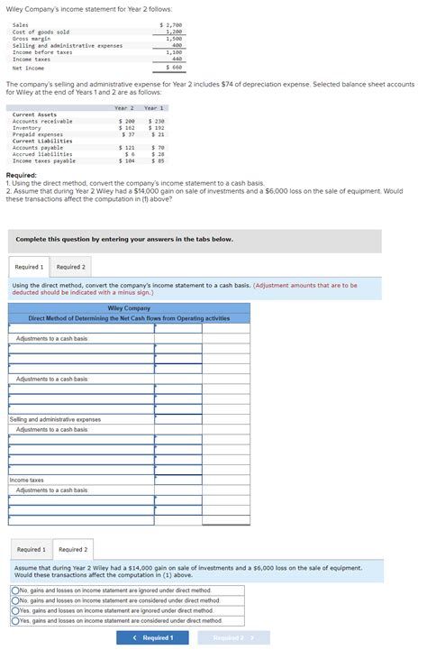 Solved Wiley Companys Income Statement For Year 2