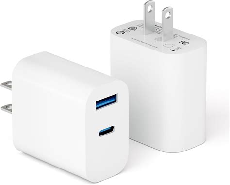 Usb C Wall Charger Block 20w Dual Port Pd Qc Power Usb C Adapter Fast Type C Charging Plug For
