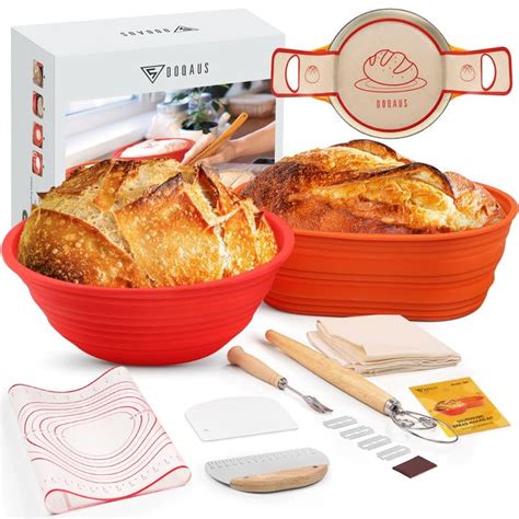 Doqaus Banneton Bread Proofing Basket Sourdough Bread Baking Supplies Kit Including 9 Round