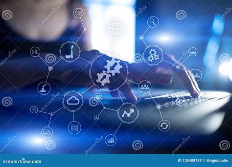 Integration Concept Industrial And Smart Technology Business And Automation Solutions Stock