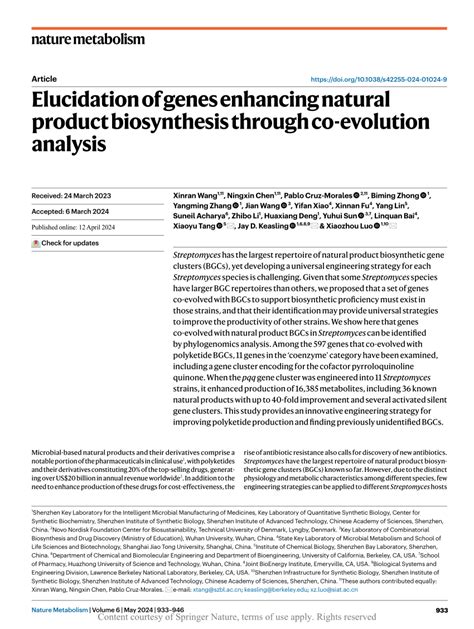 Elucidation Of Genes Enhancing Natural Product Biosynthesis Through Co Evolution Analysis