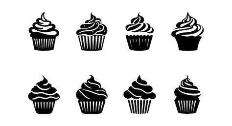 컵케이크 클립아트 세트 맛있는 벡터 일러스트 프리미엄 벡터