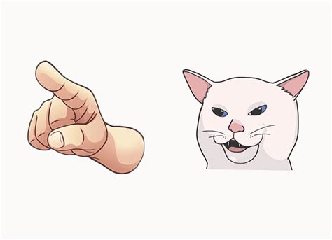 White Cat Hand Pointing Meme Cursor For Chrome