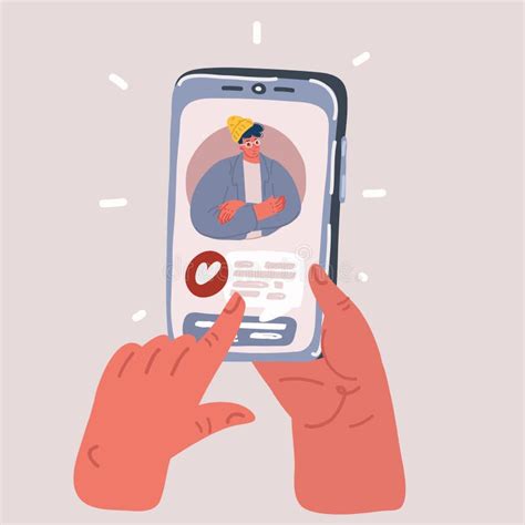 Vector Illustration Of Handsome Cartoon Character Man On Smartphone Screen Stock Vector