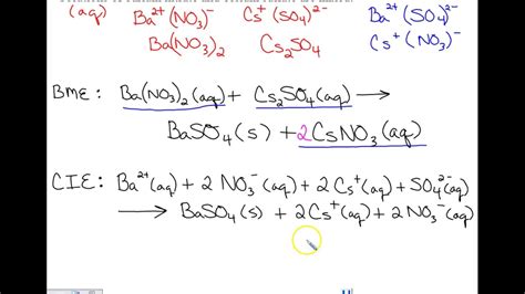 Balanced Molecular Complete Ionic And Net Ionic Equations Youtube