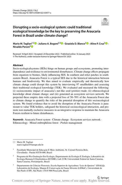 Disrupting A Socio Ecological System Could Traditional Ecological