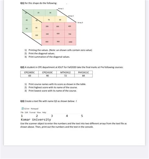Solved Q1 For This Shape Do The Following Array 1 20 30