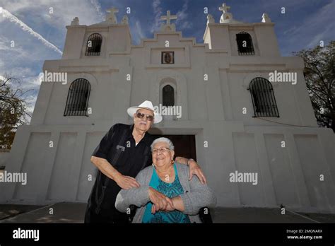 Frank And Ester Cota Pose For A Photograph Outside Our Lady Of