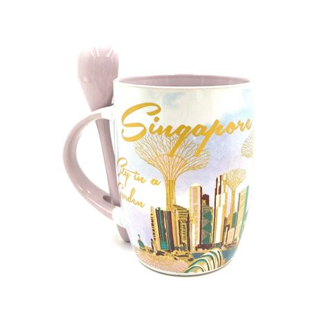 Sg Local Seller Singapore Travel Souvenirs Ceramic Mug With Spoon Set Hot Coffee Tea Mug Cups