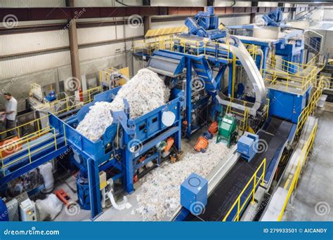A Plastic Recycling Plant With Workers Operating Equipment To Sort Clean And Process Plastic