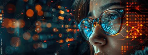 Abstract Image Of A Data Scientist Merging Big Data Visualizations With Quantum Computing