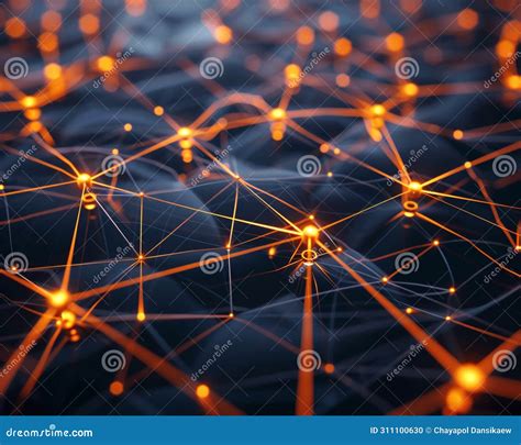 Abstract Network Connections With Glowing Nodes Generative Ai Illustration Stock Illustration