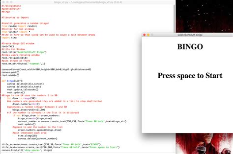 Bingo V2 Python Geektechstuff