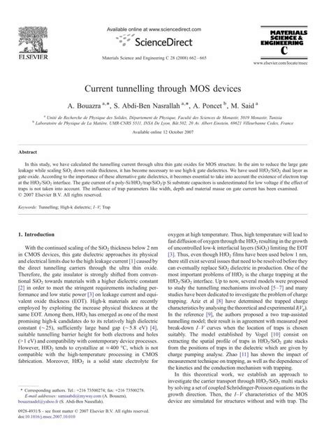 Pdf Current Tunnelling Through Mos Devices Dokumen Tips