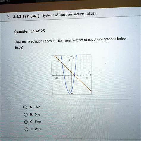 SOLVED Help How Many Solutions Does The Nonlinear System Of Equations Graphed Below Have